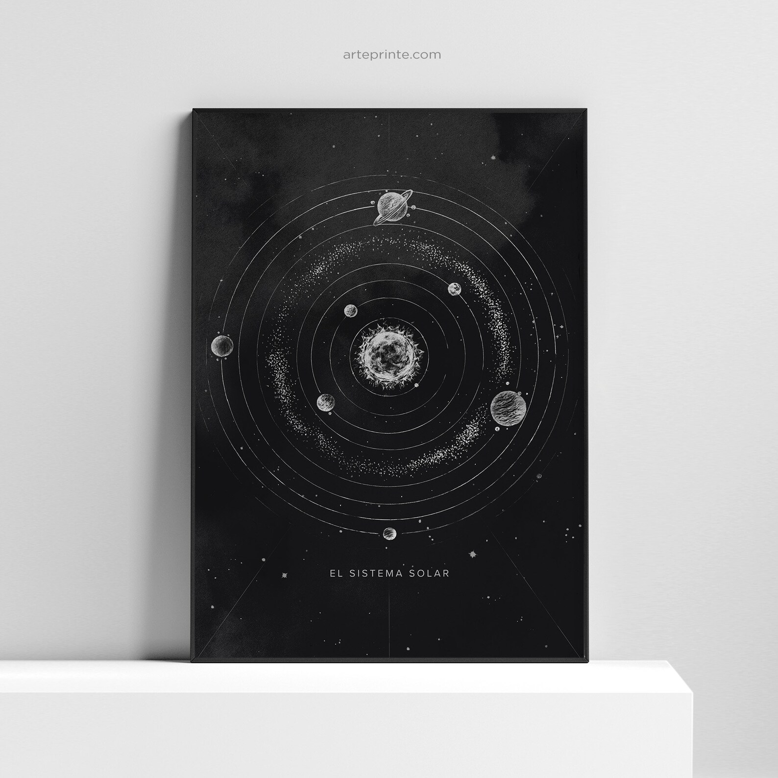 EL SISTEMA SOLAR Solar System Art Print Black White - Etsy
