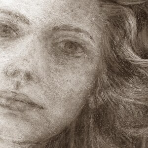 Female Face Sketch, Rustic Charm, Vintage Style Wall Art Print ...