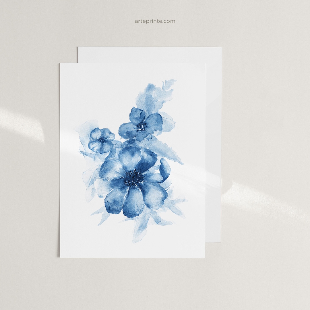 Forget Me Not Flower Print: Blue Watercolor Botanical Art, Giclee - Etsy