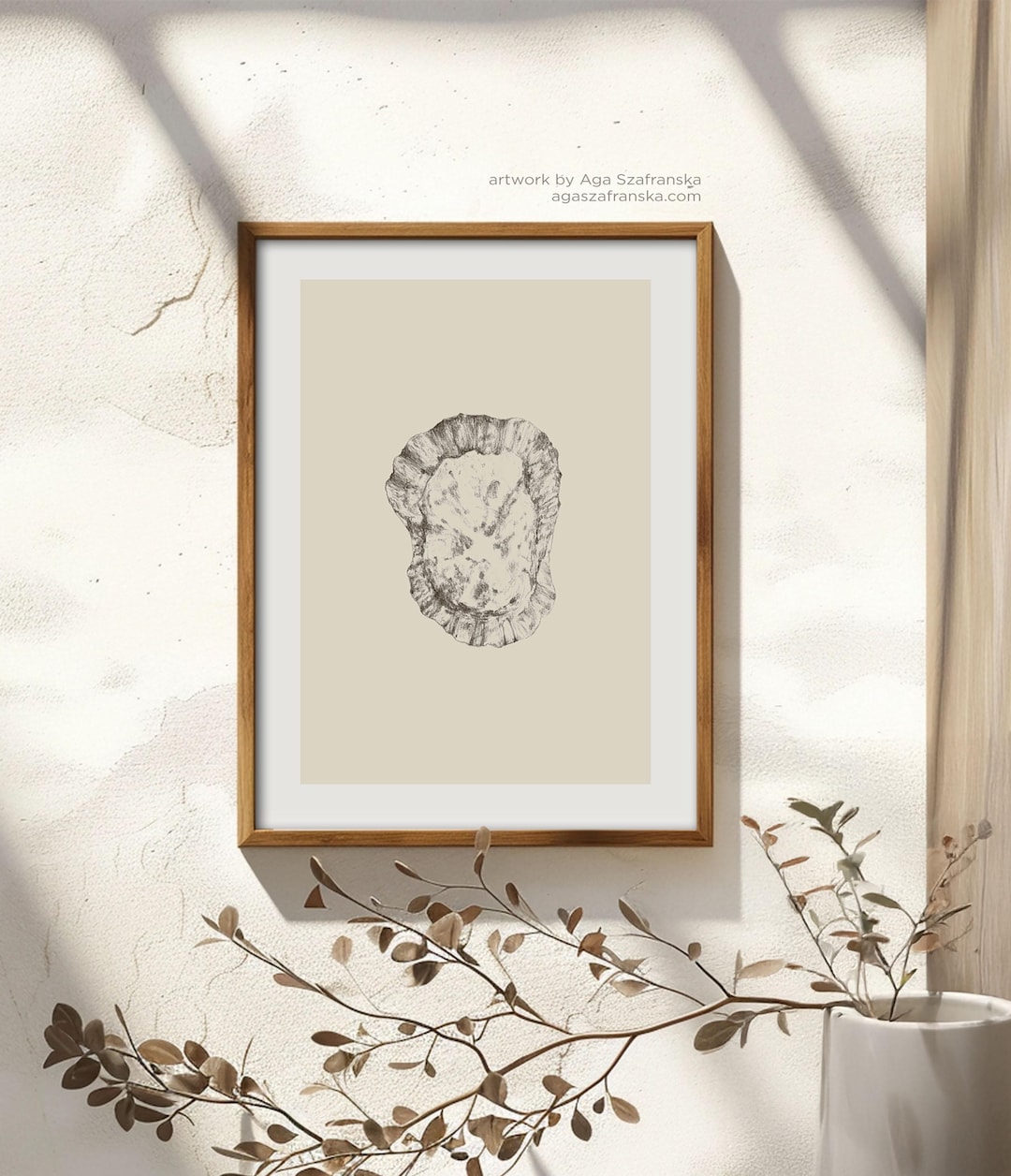 Seashell Drawing, Vintage Style Art Print - Graphite Pencil Sketch, Sea ...