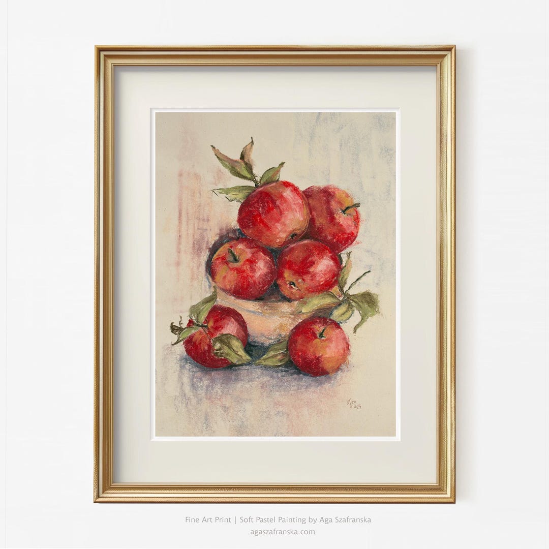 Vintage Apple Print, Red Fruit Poster, Farmhouse Rustic Kitchen Wall ...