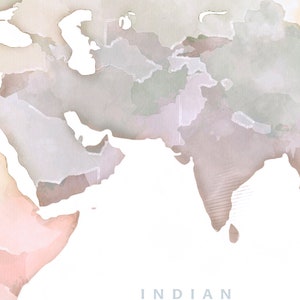 Pastel World Map With Continents Names, World Map, Wall Art, Art Print ...