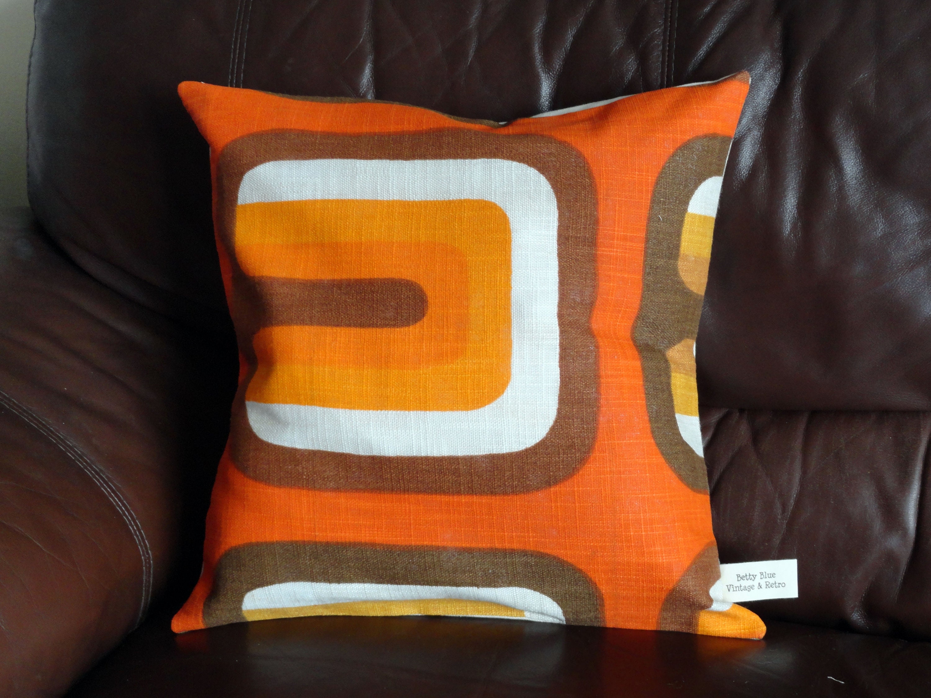 vintage retro 1960s/70s Browns and oranges pattern cushion cover