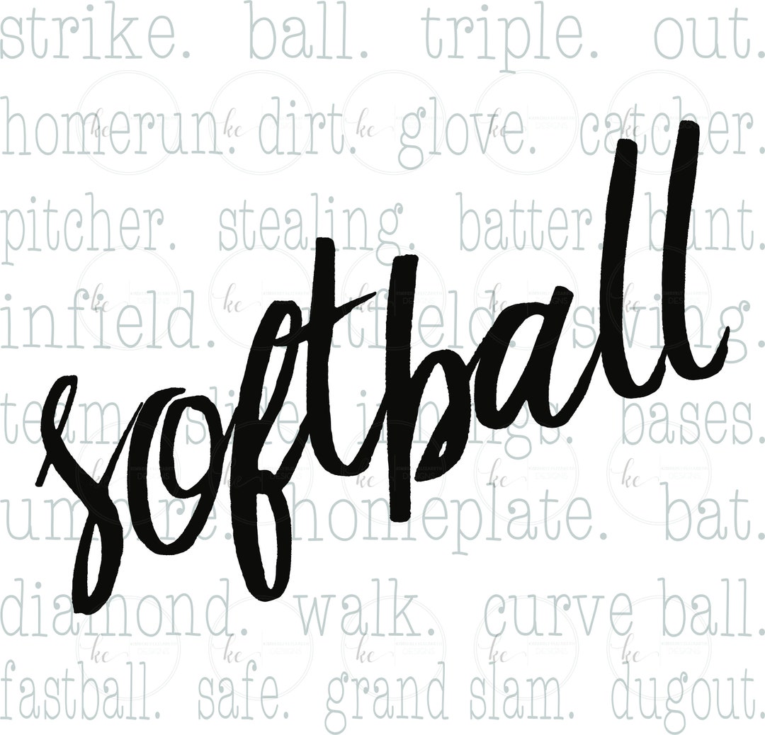 Softball Typography Digital File - Etsy