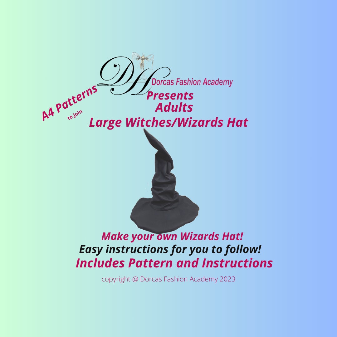 Large ADULTS Witches/wizards Hat - Sewing Pattern + Tutorial PDF Easy ...