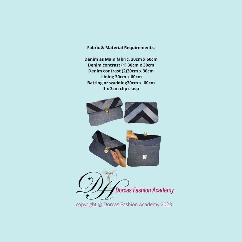 Denim Patchwork Clutch Bag, Sewing PDF Pattern and Tutorial - Etsy