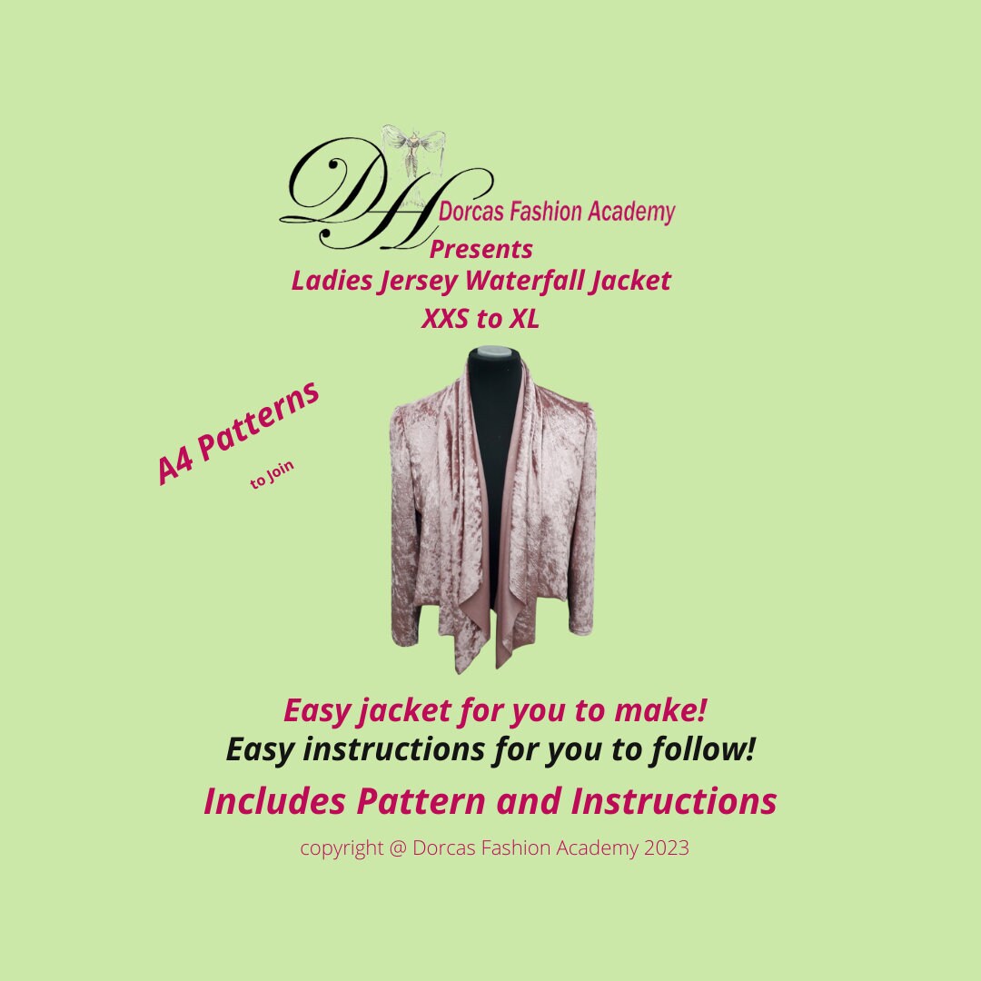 Ladies Short Waterfall Jacket Sewing PDF Sewing Pattern & Tutorial XXS ...