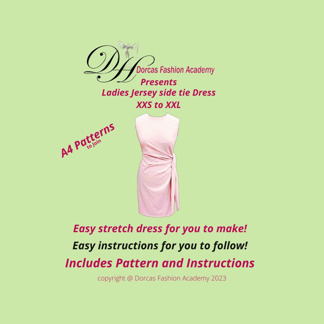 Ladies Side Tie Dress Sewing Pdf Pattern and Tutorial XXS to XXL - Etsy