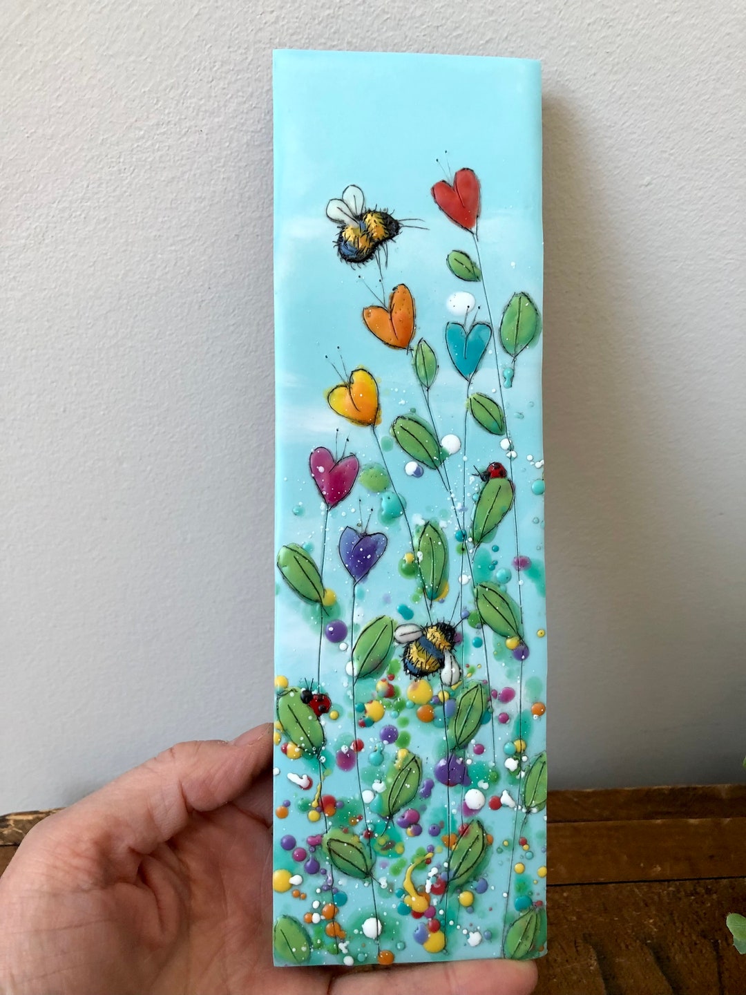Encaustic Bees Ladybugs Rainbow Heart Flowers Painting Art - Etsy