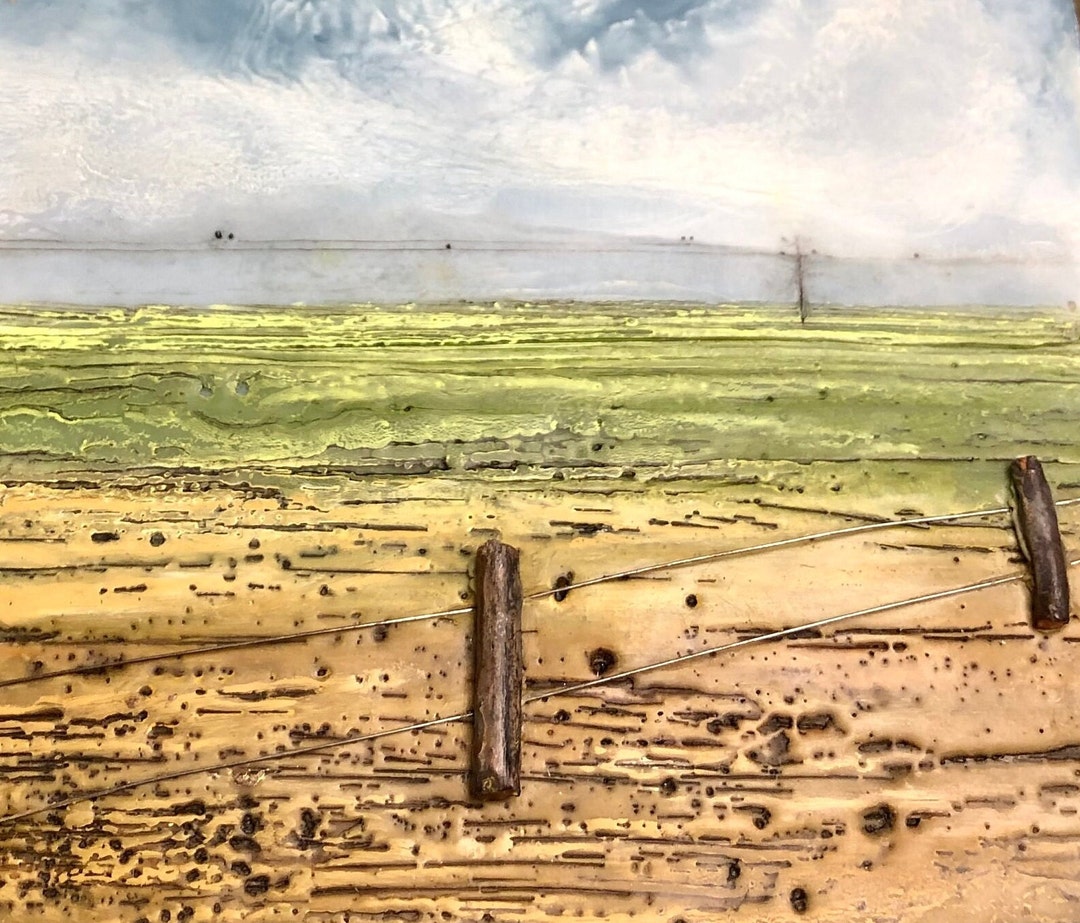 Gallery 12x6 Encaustic Landscape Painting on Gallery Panel, Vertical ...