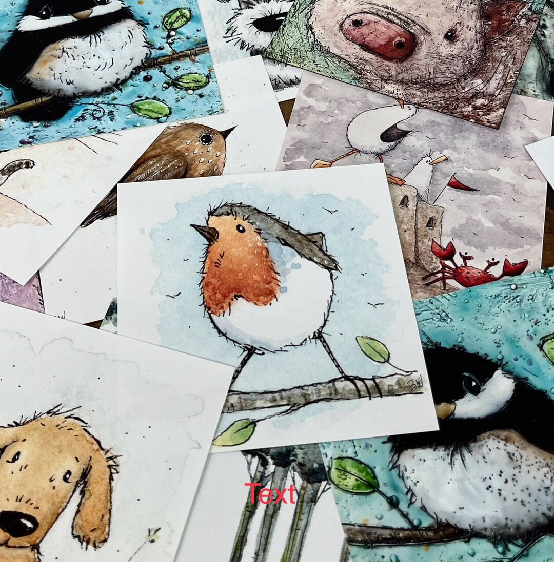 Miniature Animal Art Print: 4x4 Encaustic & Watercolor (unframed) - Etsy