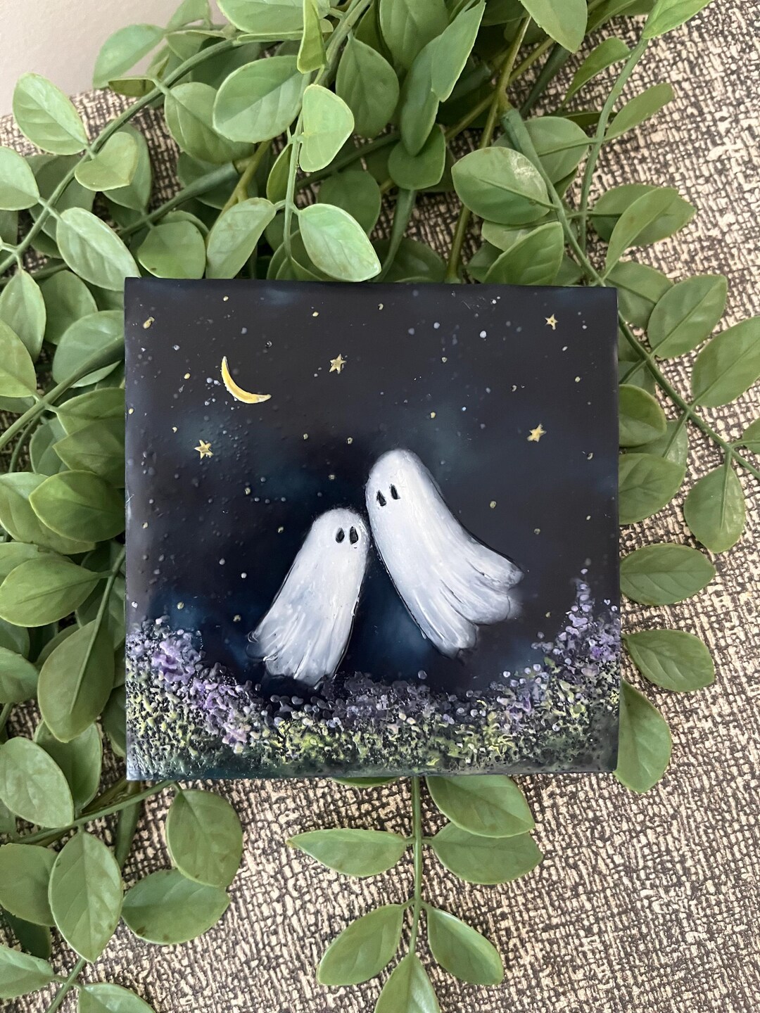 Ghosts Moon Stars Original Wax Encaustic Art, I Love You Beyond ...