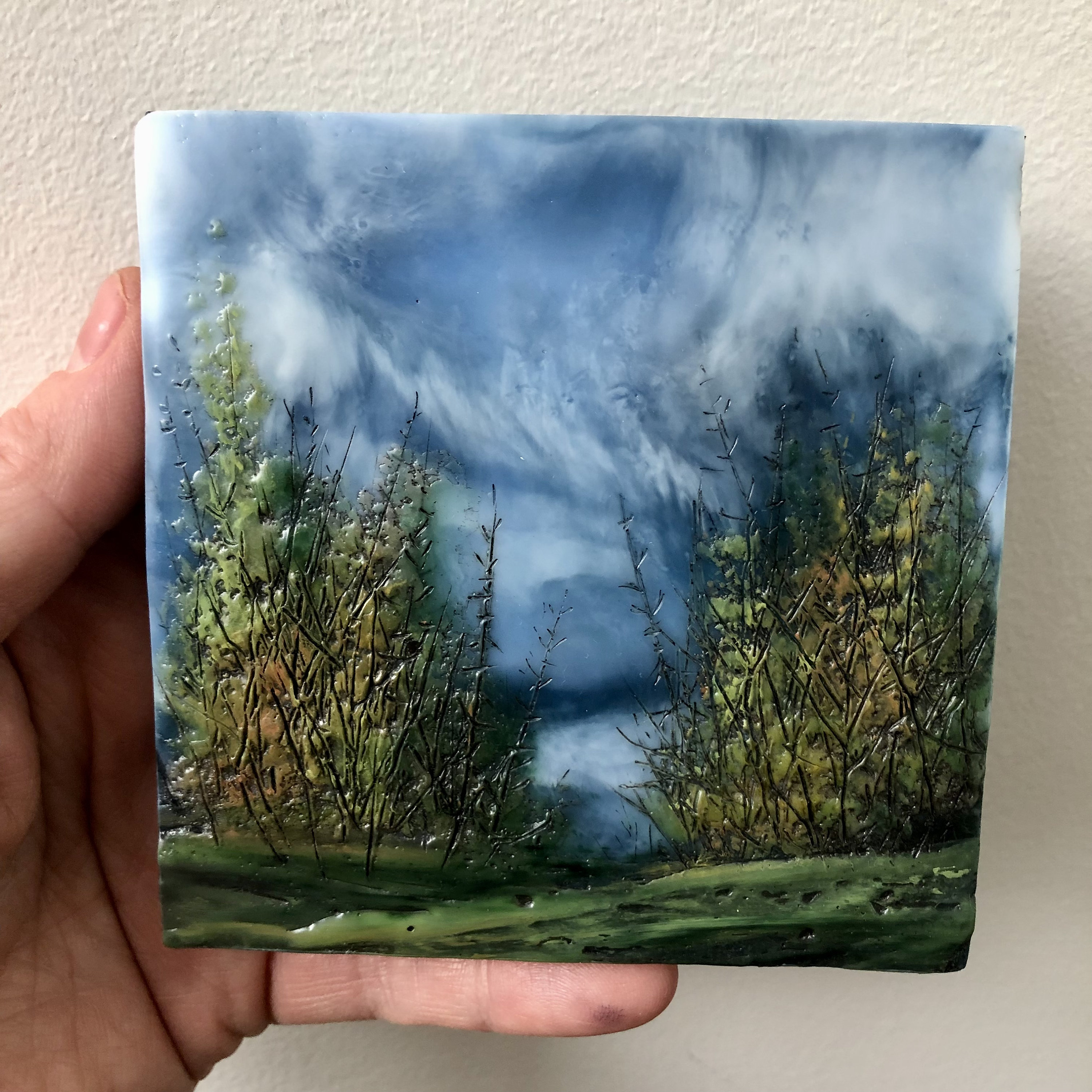 beeswax painting beeswax art 4x4 art encaustic landscape painting ...