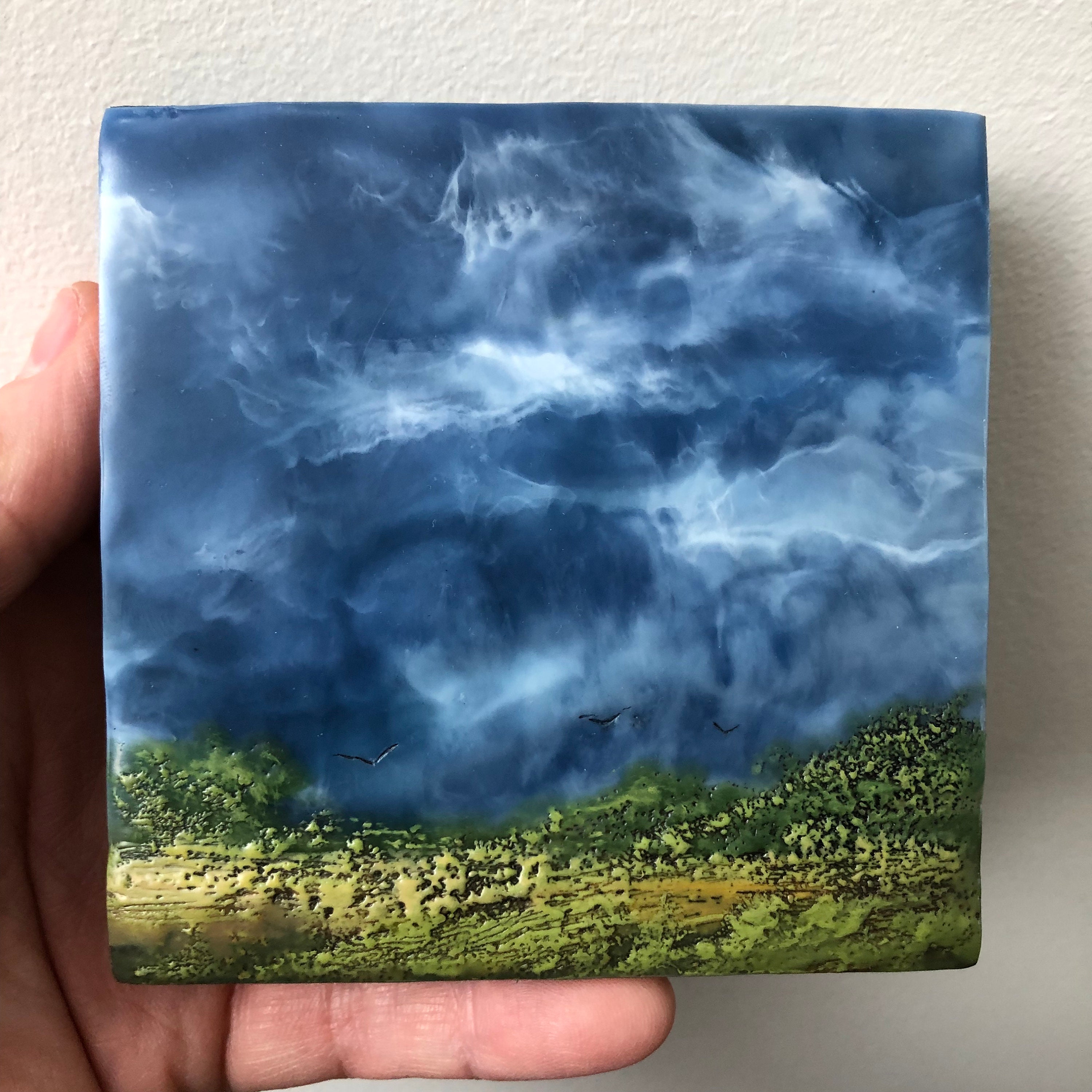 beeswax painting beeswax art 4x4 art encaustic landscape painting ...