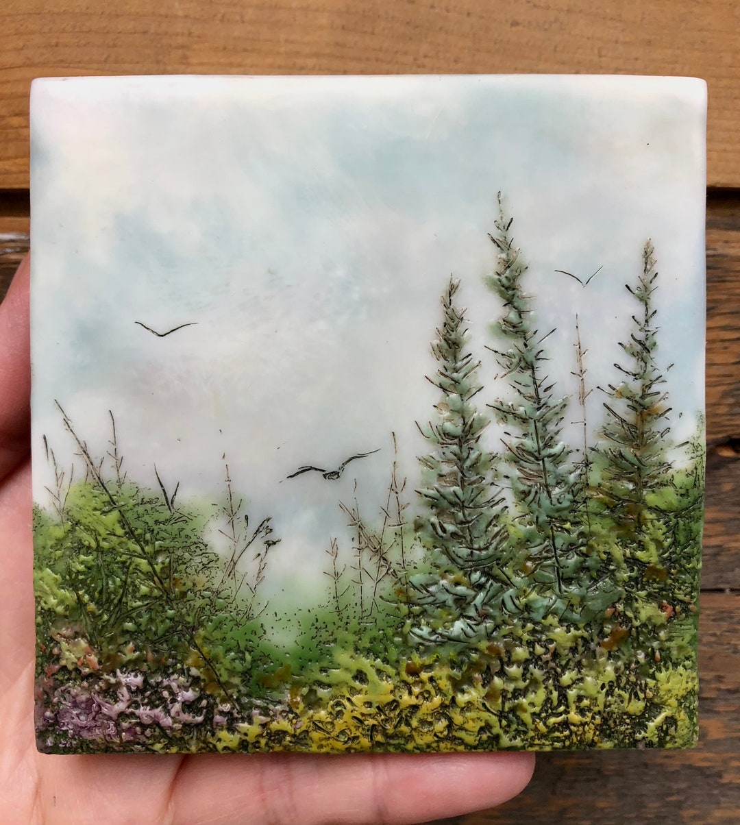 Encaustic Beeswax Landscape Painting, 16th Wax Anniversary Gift ...