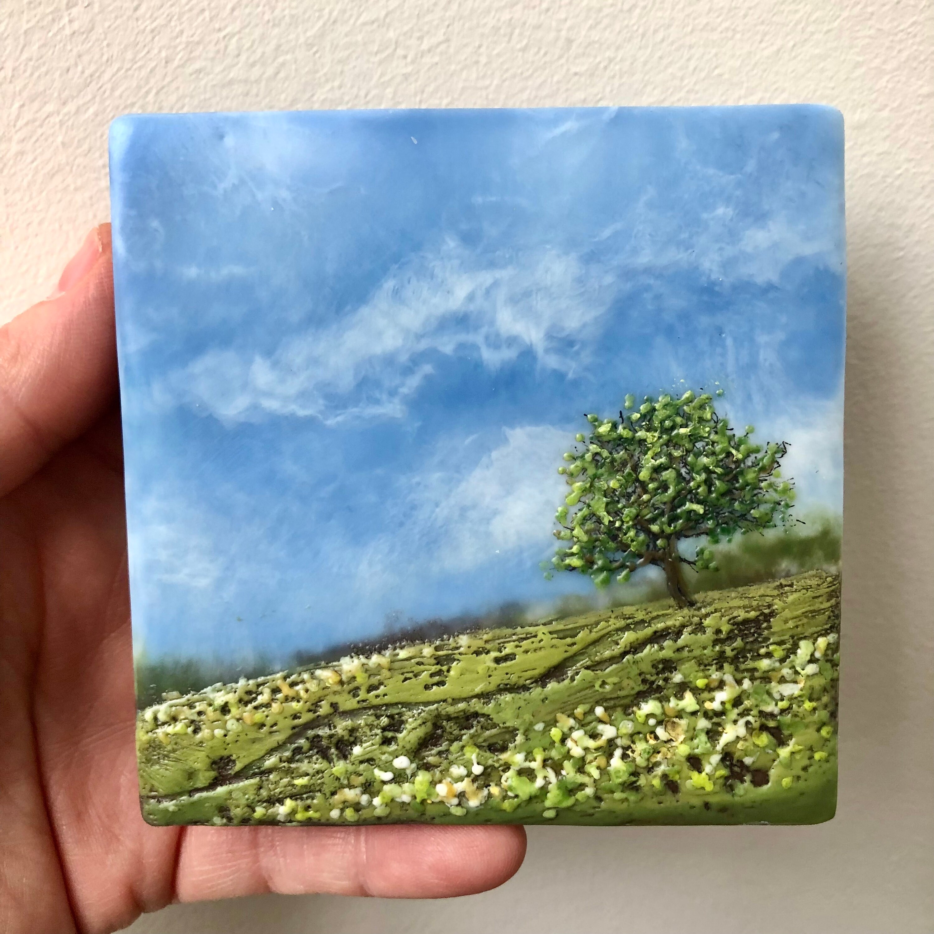 beeswax painting beeswax art 4x4 art encaustic landscape painting ...