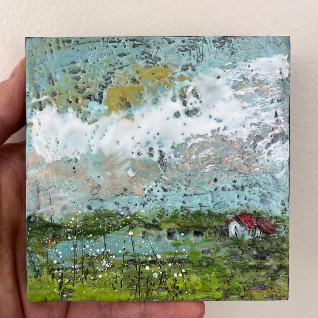 Mini Encaustic Landscape Painting: Original Beeswax Art (4x4) - Etsy