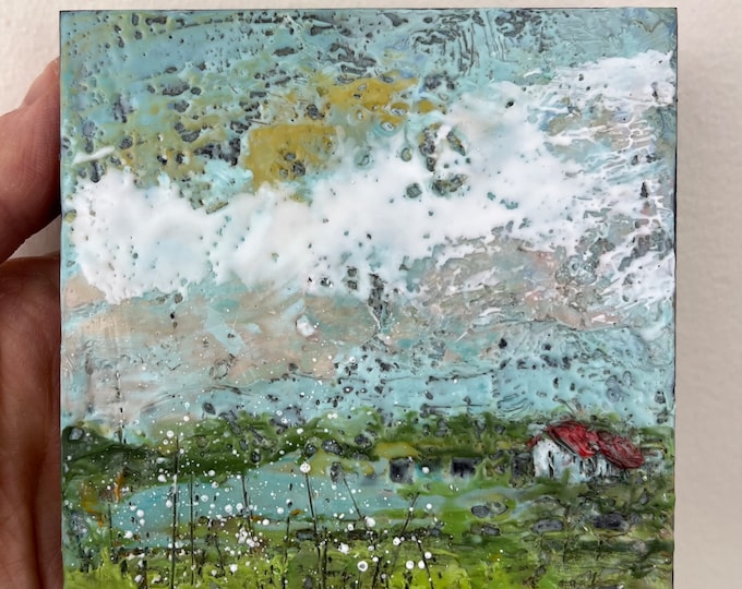 Mini Encaustic Landscape Painting: Original Beeswax Art (4x4) - Etsy
