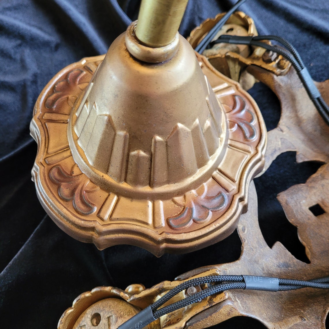 Vintage Antique 5-light Cast Iron Ceiling Fixture Original Polychrome ...