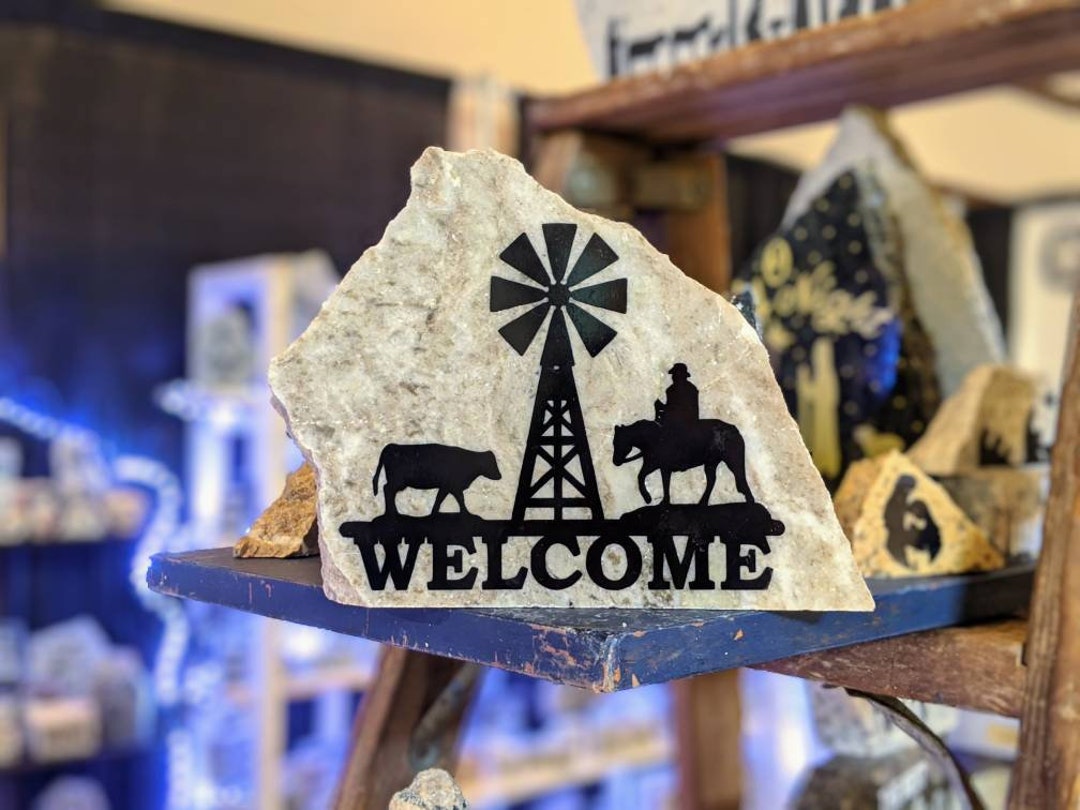 Country Welcome Sign- Original Granite Decor - Etsy
