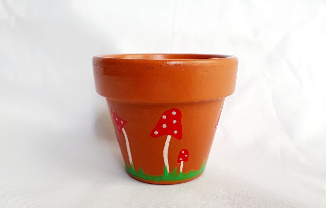 Toadstool Hand Painted Miniature Indoor Plant Pot - Etsy