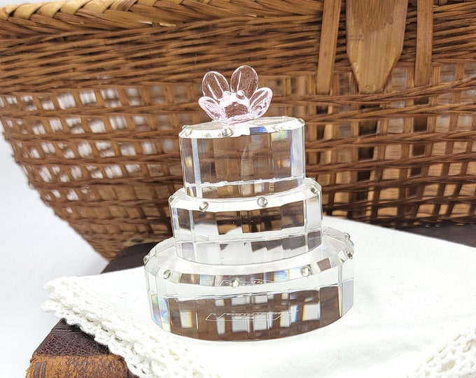 SD Simon Designs Crystal Tiered Wedding Cake Figurine, 3 Layer Clear ...