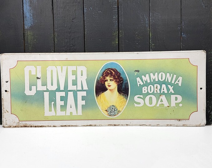 Clover Leaf Ammonia Borax Soap, Tin Sign, Laundry Room Decor, 1974 ...