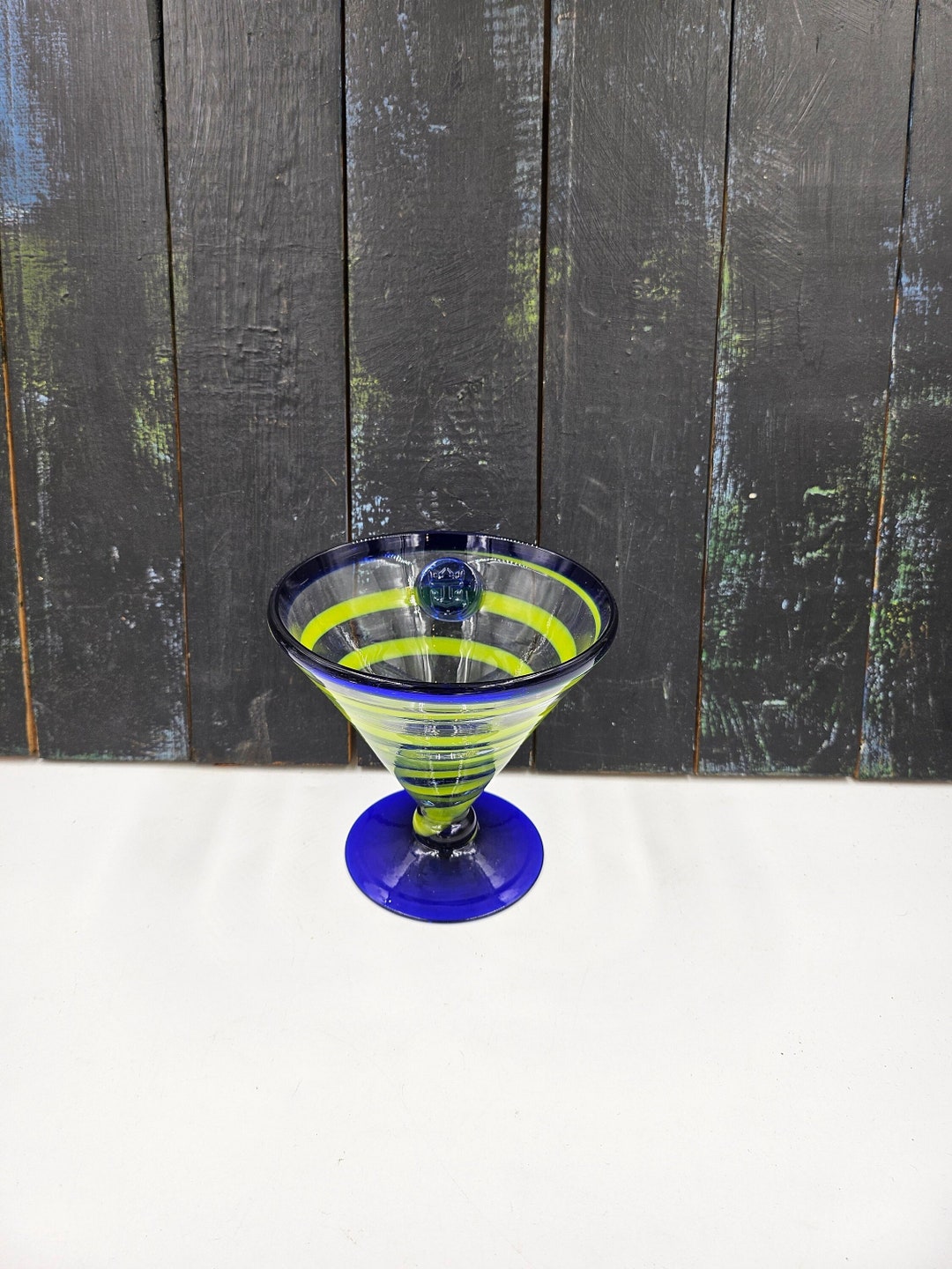 Kosta Boda Handblown Royal Caribbean Martini Glass, With Yellows Swirls ...