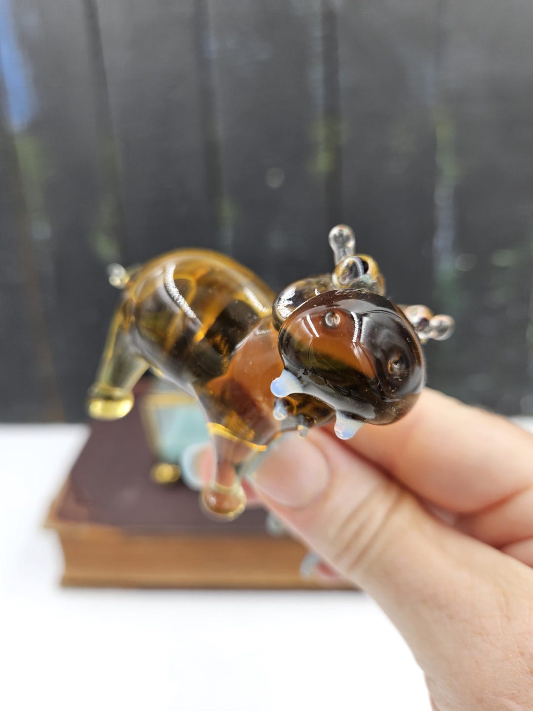 Blown Glass Hippo Figurine, Lampwork Animal Decor - Etsy