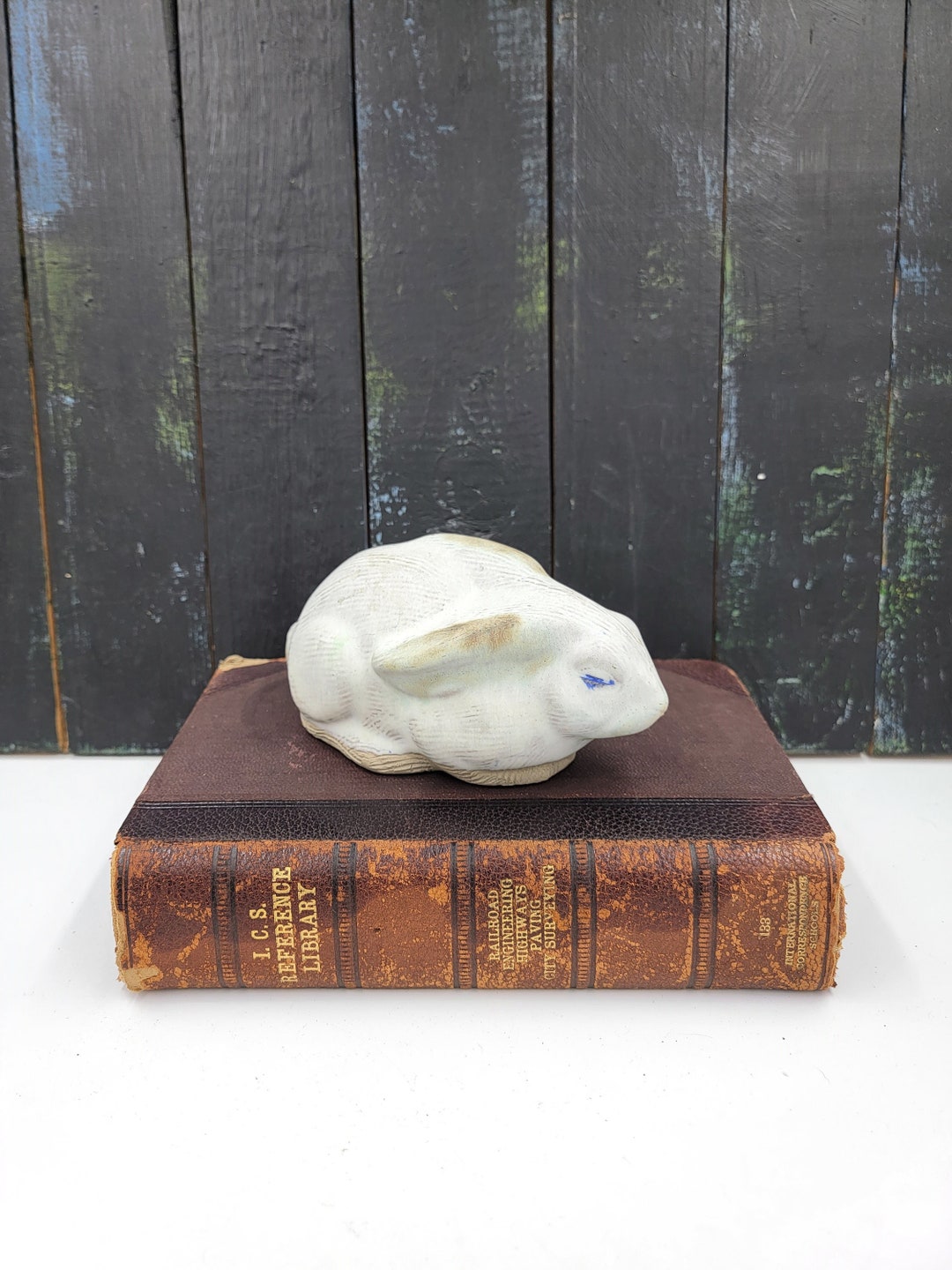 Mccarty Pottery Bunny Rabbit, White Pottery Rabbit With Blue Eyes ...