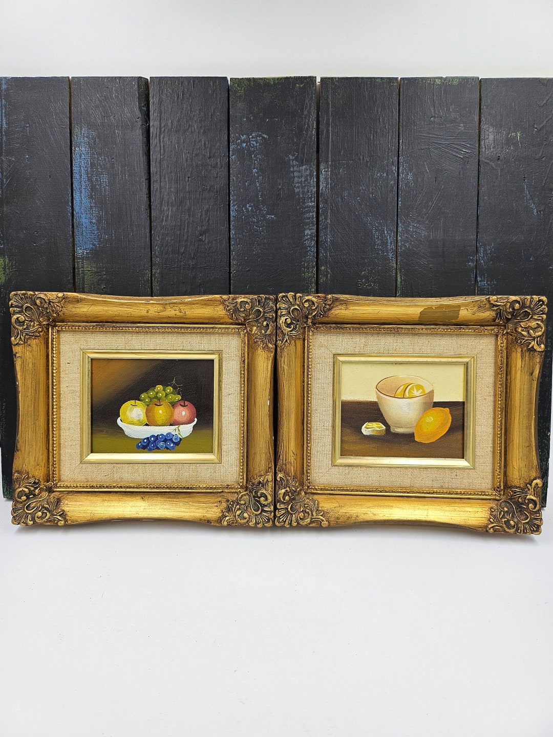 Pair of Still Life Oil Paintings Lemons Fruit, Ornate Gold Frames - Etsy