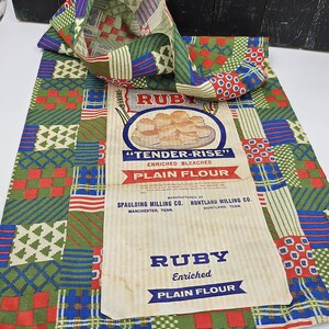 Flour Sack or Feed Sack, Unwashed and Complete Ruby Flour 25-pound Sack ...