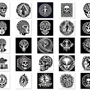 Psychedelic SVG Files, 25x Skulls & Aliens, Ufos, Flames, Trippy Vector ...