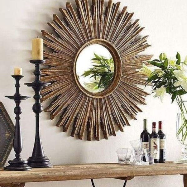 Wood Sunburst Mirror - Etsy