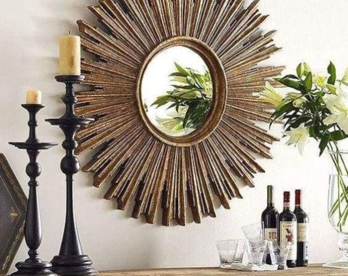 Sunburst Boho Mirror, Large Sun Mirror for Wall Décor, Ornate Wall ...