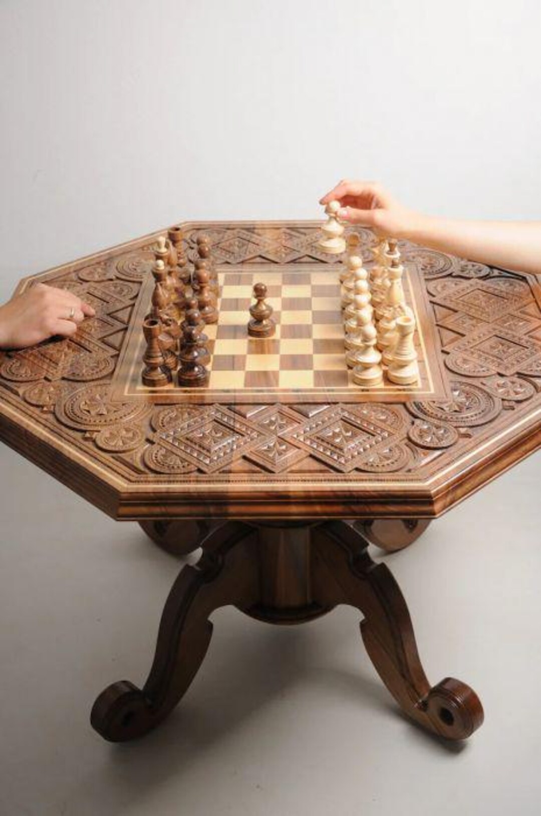 Ornate Chess Table, Inlay Side Accent Foyer Tables, Modern Chess Table ...
