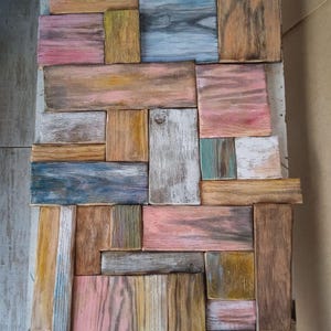 Rainbow Wood Wall Art Farmhouse Wood Wall Panel, Modern Geometric Wood ...