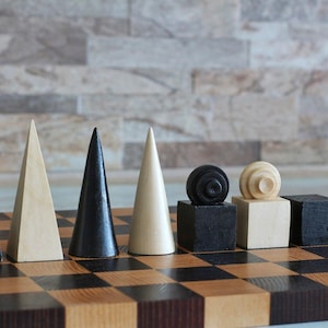 Handmade Wooden Chess Pieces Set, Bauhaus Chess Pieces, Chess Set ...