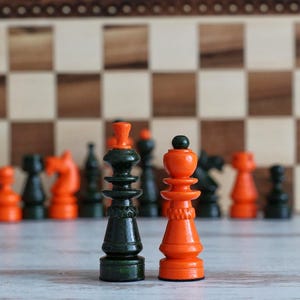 Handmade Wooden Chess Pieces Set, Small Chess Pieces, Chess Set Pieces ...