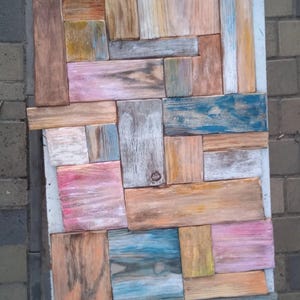 Rainbow Wood Wall Art Farmhouse Wood Wall Panel, Modern Geometric Wood ...