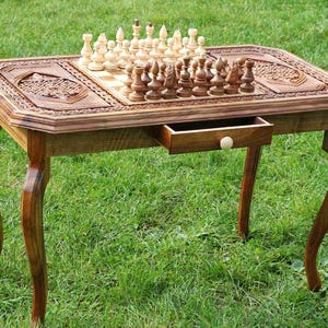 Inlay Side Accent Foyer Tables, Modern Chess Table With Storage, Large ...