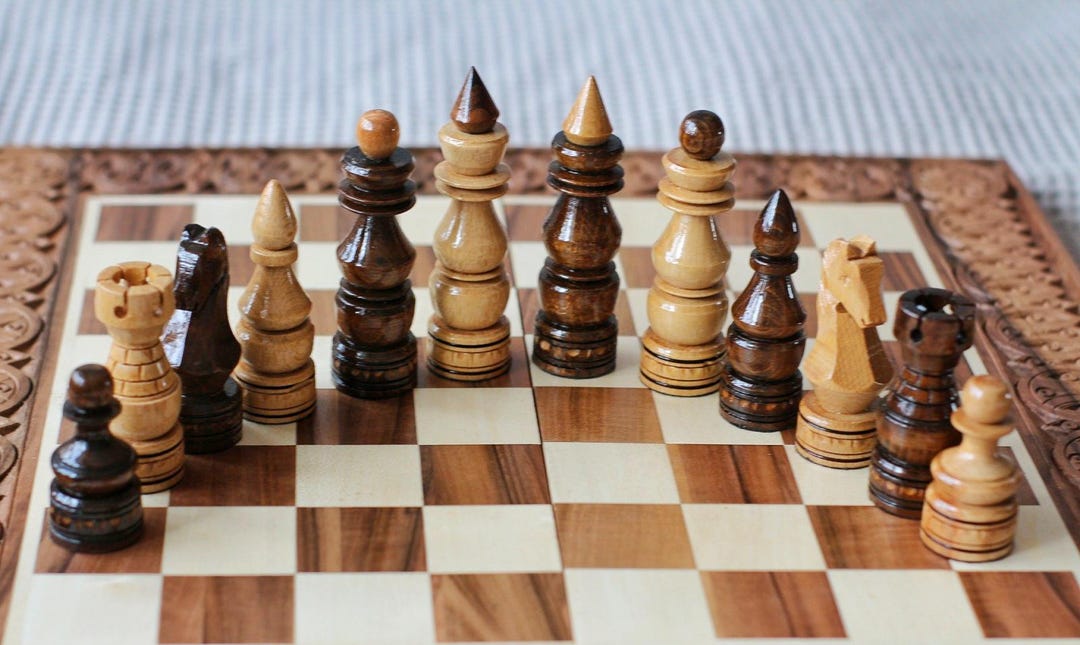 Scandinavian Chess Pieces, Chunky Solid Wood Chess Set, Rustic Wooden ...