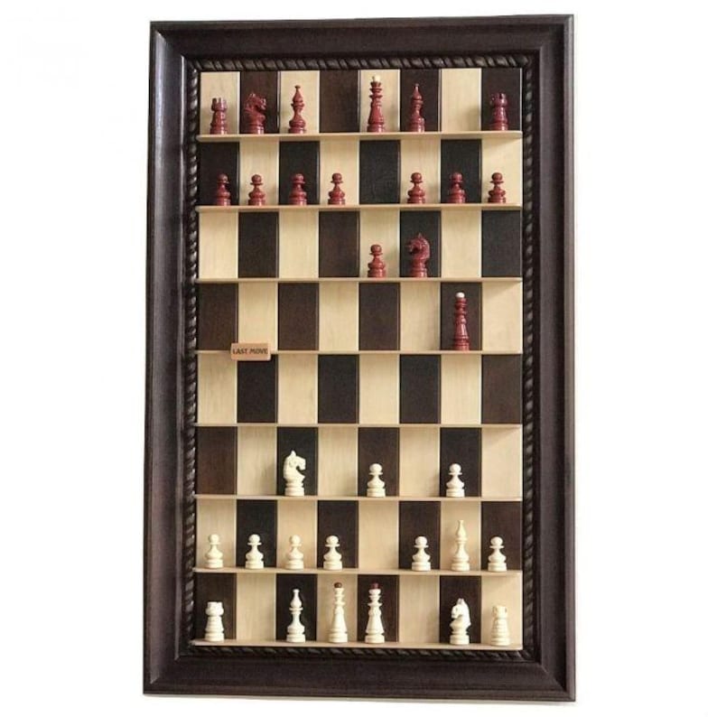 Vertical Wooden Chess Set Wood, Handmade Modern Chess Board, Wall ...