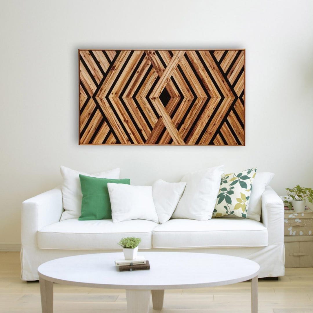 Geometric rustic Wood Wall Hanging, Recycled Classic Wood Wall Panel ...