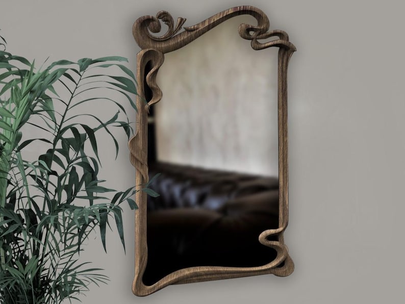 Hand Carved Entryway Mirror, Contemporary Mirrors Decorative, Mid ...