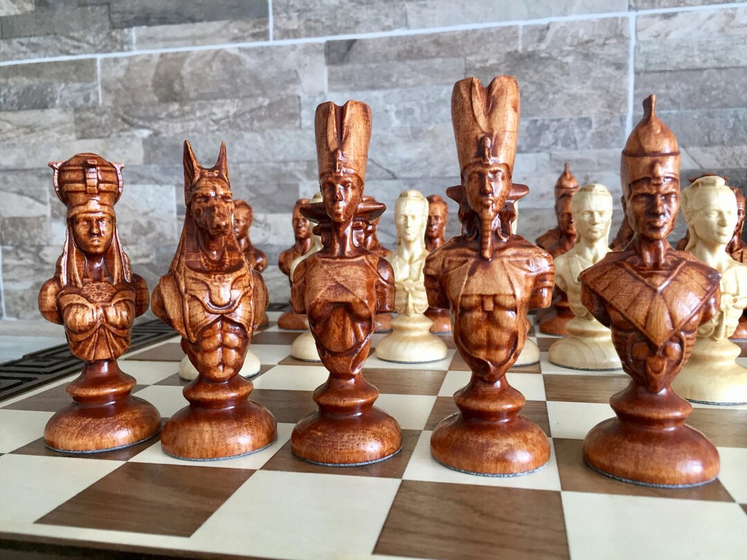Egypt Chess Set, Handmade Chess Pieces With Box, Luxury Wooden Chess ...