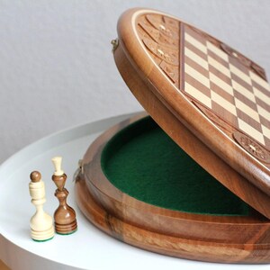Round Chess Board, Wooden Chess Board Set Сhess Table Board With ...