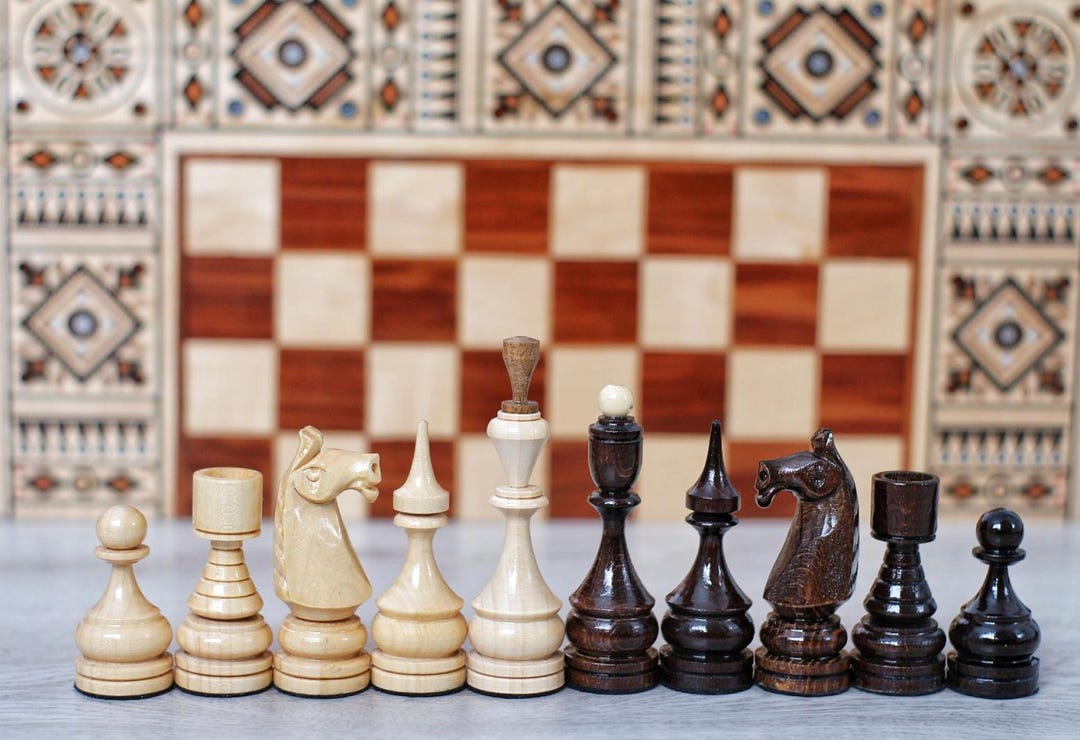 Elegant Chess Pieces, Solid Wood Chess Set, Handmade Wooden Chess ...