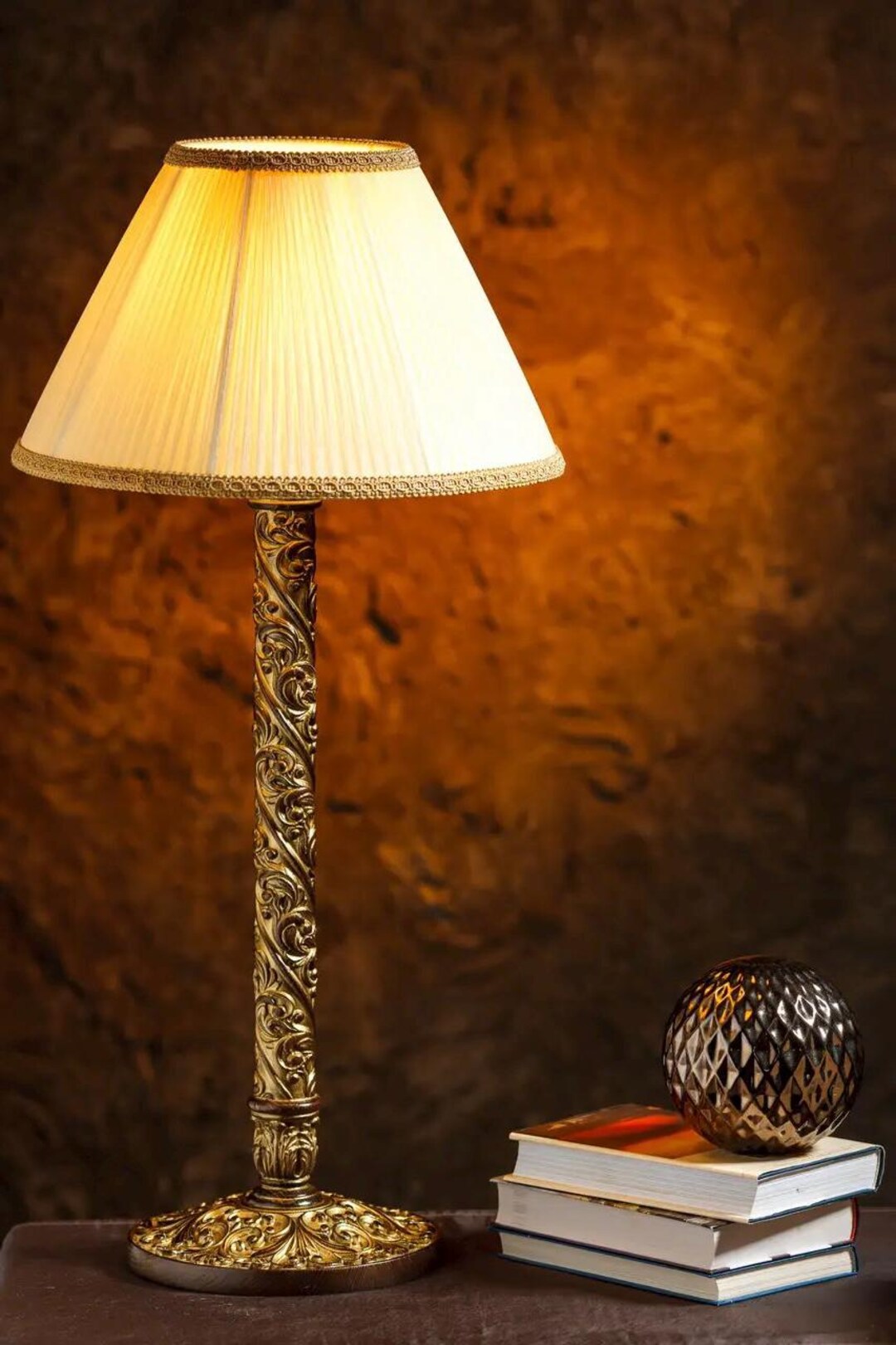 Carved Wooden Lamp, Solid Wood Floor Standing Carving Lamp With Shade ...