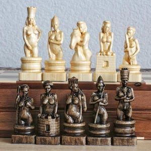 Erotic Chess Pieces, Kamasutra Chess Pieces With Box, Wood Carving ...